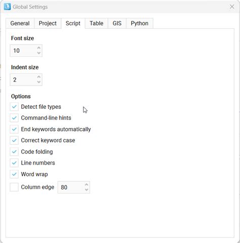 Textscript Editor Settings
