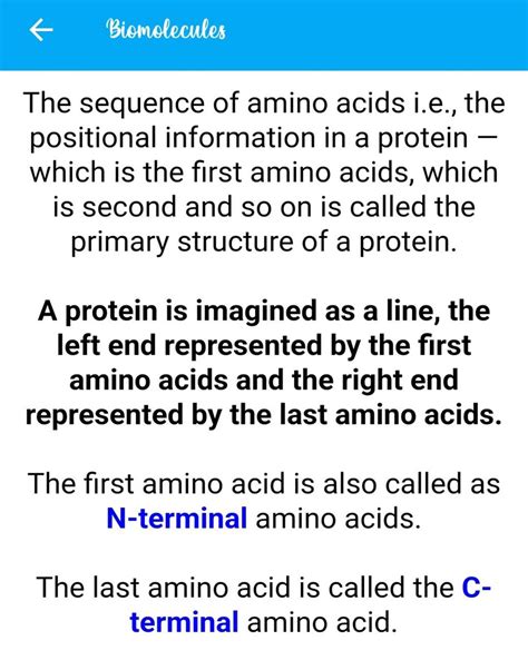 The Sequence Of Amino Acids Ie The Positional Information In A Protein