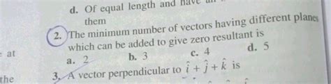 Them The Minimum Number Of Vectors Having Different Planes Which Can B