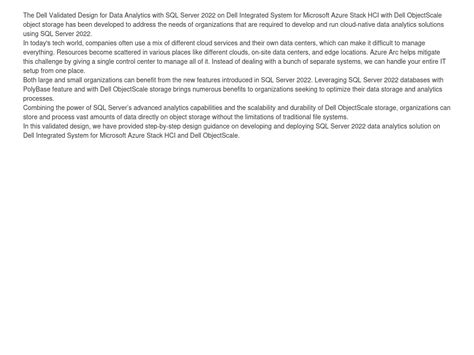 summary dell objectscale and integrated systems for data analytics