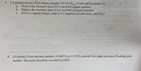 Solved 5 15 Points Given A 8 Bit Binary Number 10110110