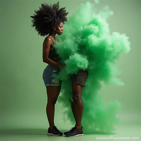 Black Woman Surprises Small Man With Energetic Fart Stable Diffusion Online