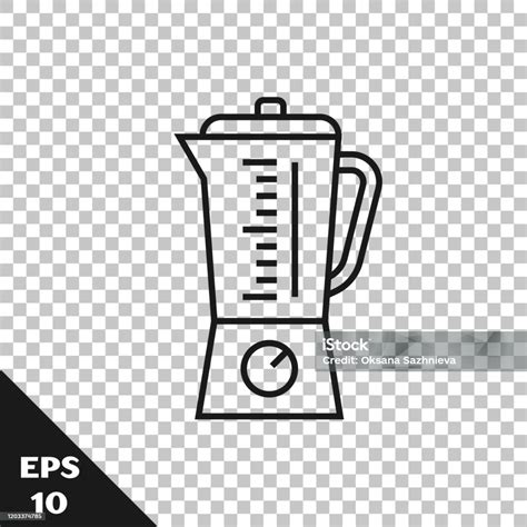 투명 한 배경에 격리 된 검은 선 블렌더 아이콘입니다 그릇 주방 전기 고정 믹서기 스무디 칵테일 또는 주스 요리 벡터