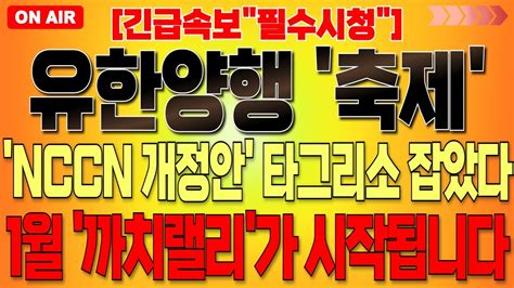 유한양행 주가 전망 주말필수시청 Nccn 개정안 발표 타그리소 잡았다 1월 까치랠리가 시작됩니다 유한양행