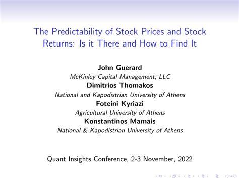 PDF The Predictability Of Stock Prices And Stock Returns Is It There And How To Find It