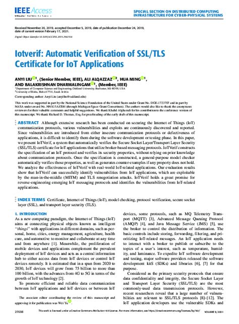 pdf iotverif automatic verification of ssl tls certificate for iot