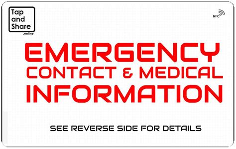 Smart Nfc Emergency Medical Alert Id Information Card With Passive Geo Tap And Share