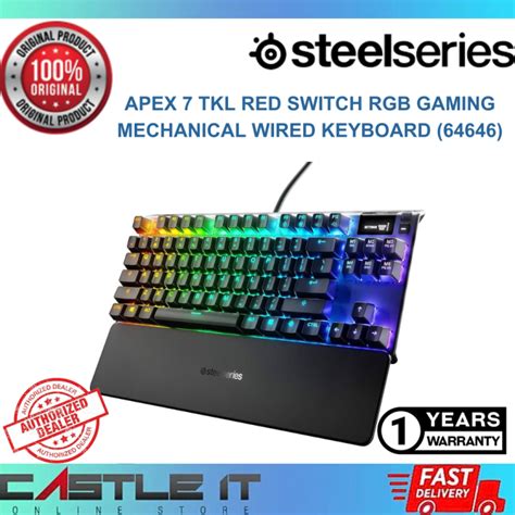 SteelSeries APEX 7 TKL RED Switch RGB Gaming Mechanical Wired Keyboard Tenkeyless 64646 Lazada