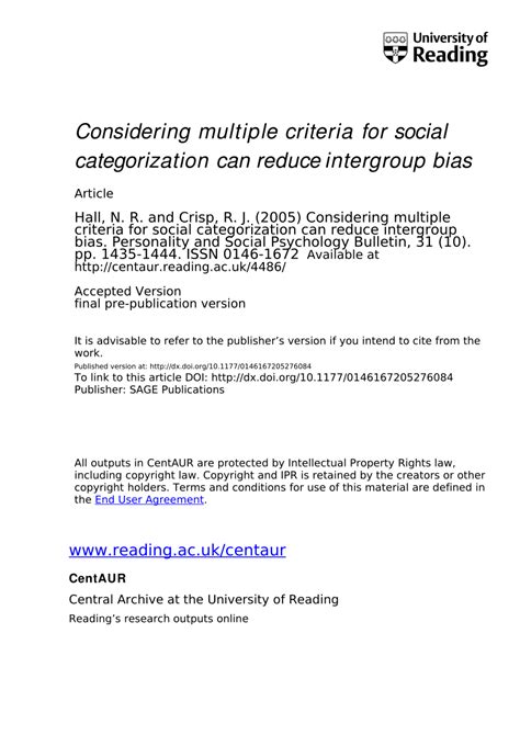 Pdf Considering Multiple Criteria For Social Categorization Can