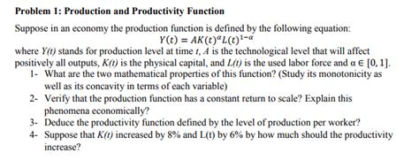 Solved Problem 1 Production And Productivity Function