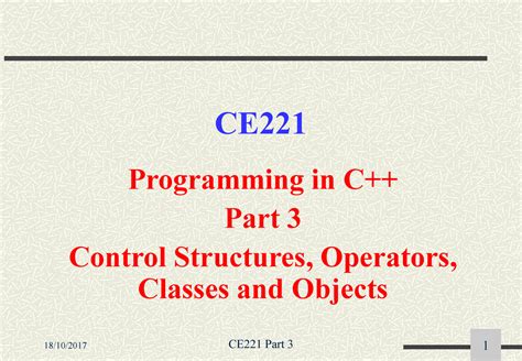 Part3 Lecture Notes 3 CE221 Programming In C Part 3 Control