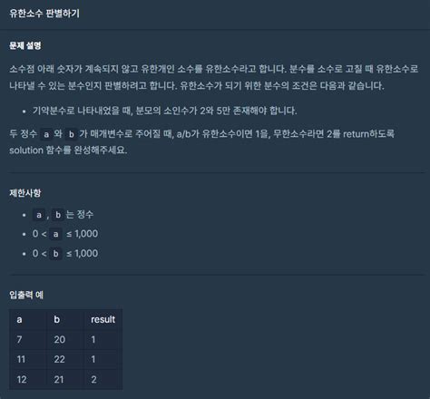[프로그래머스] lv 0 유한소수 판별하기 java