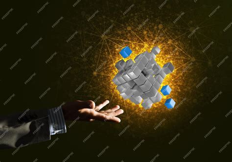Premium Photo Idea Of New Technologies And Integration Presented By Cube Figure Premium Photo Idea Of New Technologies And Integration Presented By Cube Figure