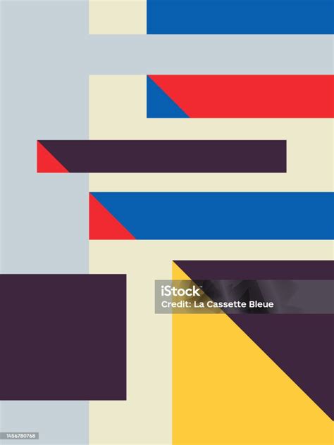 수직 현대 포스터 작품은 신 조형주의 바우 하우스 몬드리안 스타일의 포스트 모던 회화에서 영감을 받았습니다 인테리어 디자인