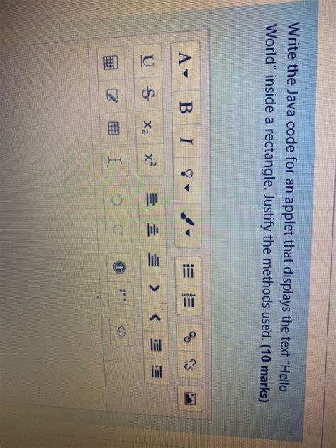 Solved Write The Java Code For An Applet That Displays The