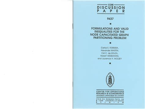 Pdf The Node Capacitated Graph Partitioning Problem Formulations And
