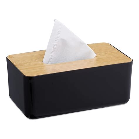 Серветниця на стіл прямокутна з деревяною кришкою Wooden чорна Lb 127476 купити онлайн на