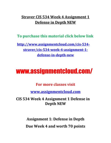 Strayer Cis 534 Week 4 Assignment 1 Defense In Depth New Pdf