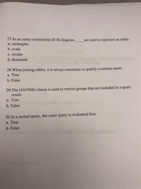 Solved 27 In An Entity Relationship E R Diagram Are Used Chegg Com