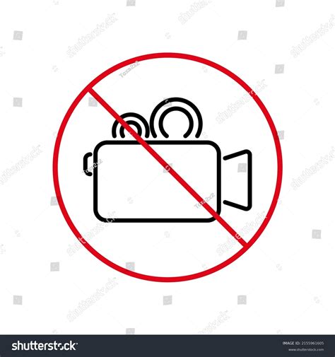 No Video Camera Recording Black Line Stock Vector Royalty Free 2155961605 Shutterstock