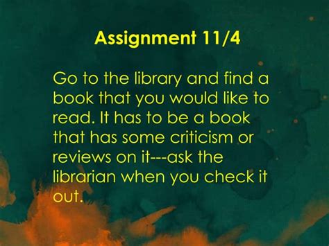 Friday Assignment 11 4 And Homework For 11 11