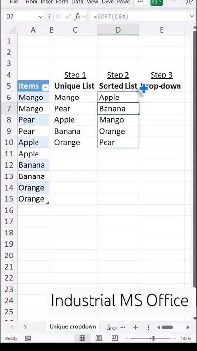 Shortcut Key 🗝️ For Daily Uses Excel Sort Unique Dropdownlist