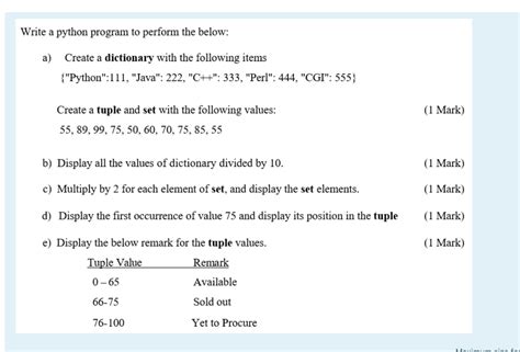 Solved Write A Python Program To Perform The Below A Create