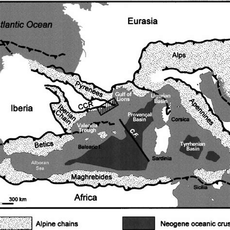 Simplified Geological Map Of The Western Mediterranean The Hatched Box
