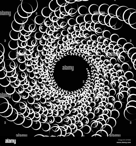 Abstract Spirally Monochrome Element With Overlapping Circles Stock