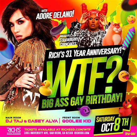 Buy Tickets To Wtf Big Ass Gay Birthday Richs 31 Year Anniversary In