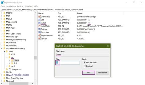 Installierten Net Framework Versione Ermitteln