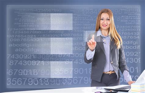 Female In Suit Testing Digital Monitor Stock Photo Image Of Female Architecture 216372764