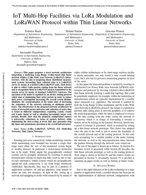 Iot Multi Hop Facilities Via Lora Modulation And Lora Wanprotocol