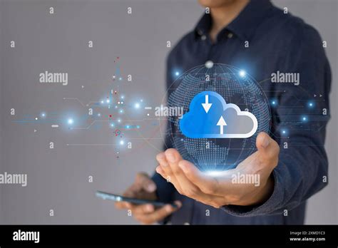 Cloud Computing Shown In Hand Cloud Technology Data Storage Data Transfer Network And Internet