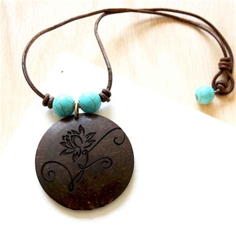 50mm X 50mm Approx Coconut Shell Lotus Engraved Pendant At Rs 400
