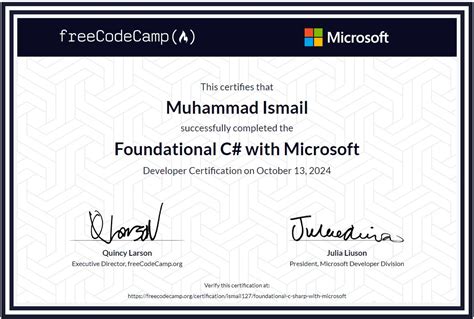 Muhammad Ismail On Linkedin Csharp Dotnet Microsoftcertified Freecodecamp Softwaredevelopment