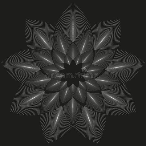 Layered Petal Illustration Geometric Flower Shape Line Radial Symbol