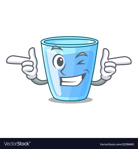 Wink Fresh Water Glass In Table Cartoon Royalty Free Vector