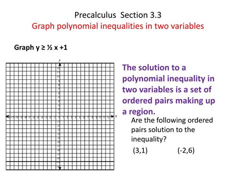 Ppt Precalculus Section 3 3 Graph Polynomial Inequalities In Two Variables Powerpoint