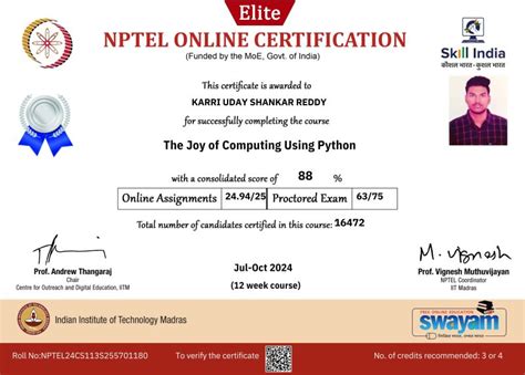 Pythonprogramming Nptel Learningjourney Achievements Computing