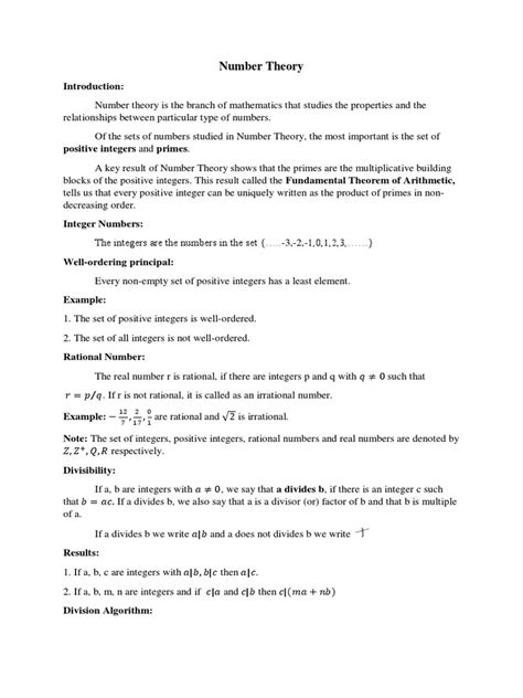 Exploring The Fundamental Concepts Of Number Theory Pdf Equations