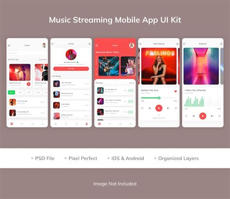 Premium Psd Music Streaming Mobile App Ui Kit