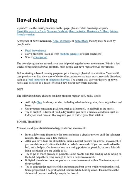 Bowel Retraining Pdf Rectum Digestive System