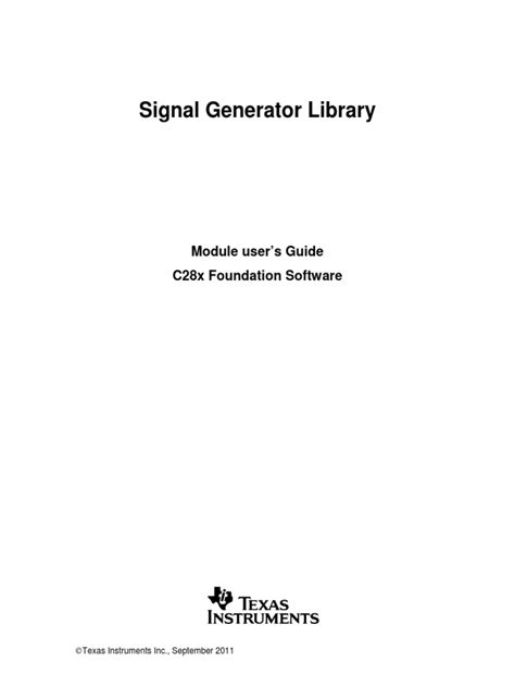 signal generator library module user s guide c28x foundation software