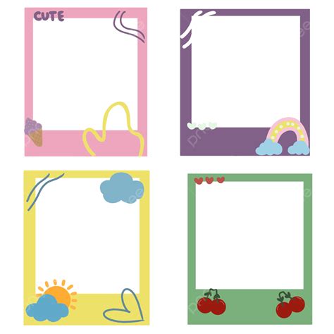 폴라로이드 세트 일러스트 다채로운 보리 래 세트 폴라로이드 폴라로이드 사진 Png 일러스트 및 Psd 이미지 무료 다운로드 Pngtree