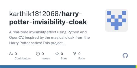Github Karthik1812068harry Potter Invisibility Cloak A Real Time