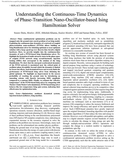 Pdf Understanding The Continuous Time Dynamics Of Phase Transition Nano Oscillator Based Ising