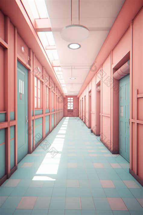 明亮学校走廊明亮的平面插画图片 包图网