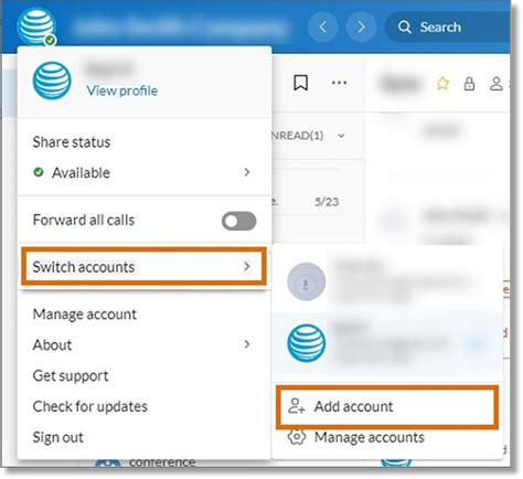 Switching Between Accounts In The AT T Office Hand Desktop And Web