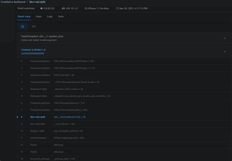 🐛 [firebase crashlytics] terminating with uncaught exception of type